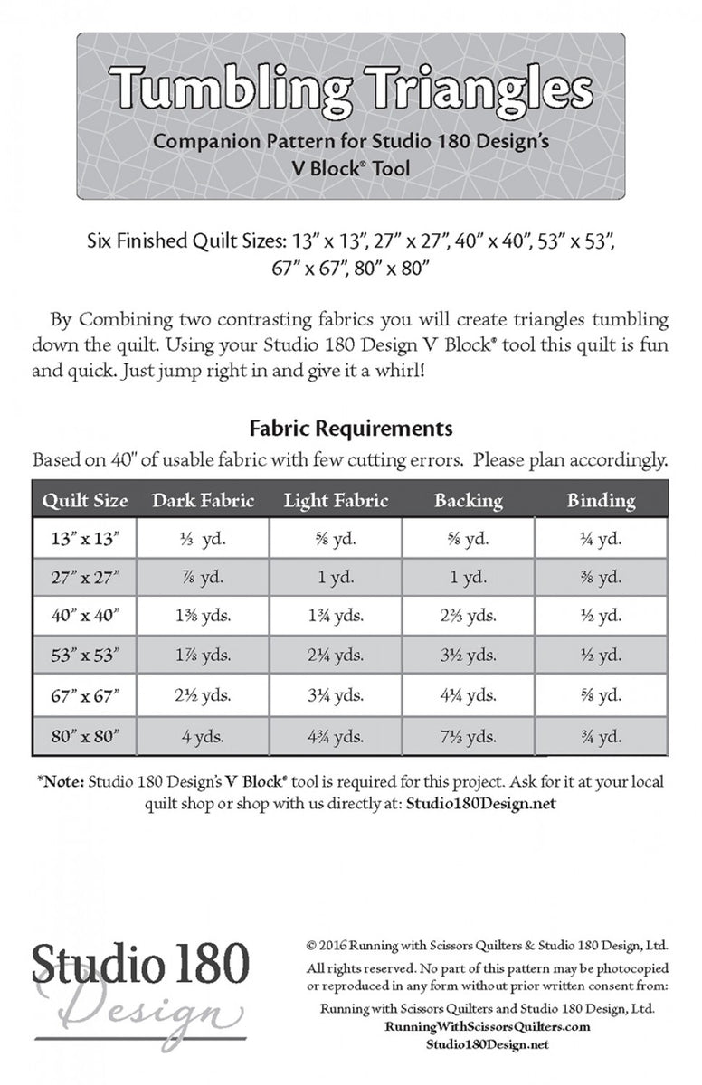 Tumbling Triangles, Quilt Pattern by Studio 180 Design – 2Quilters
